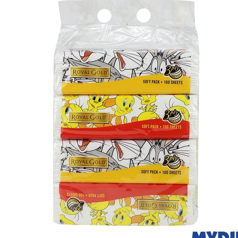 Royal Gold KCA 3 Ply Softpack Facial Tissue (4pack x 100sheets x 3ply ...