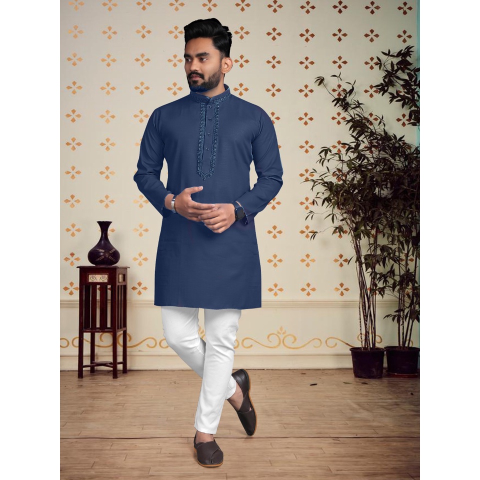 [𝗣𝗥𝗘𝗙𝗘𝗥𝗥𝗘𝗗] Men's Jippa Cotton Long Sleeve Kurta With Pants / Muslim ...