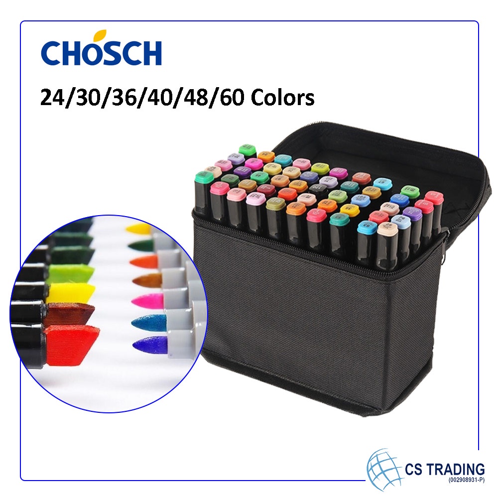 Chosch 24/30/36/40/48/60 Colors Touch Art Markers Brush Pen Warna ...