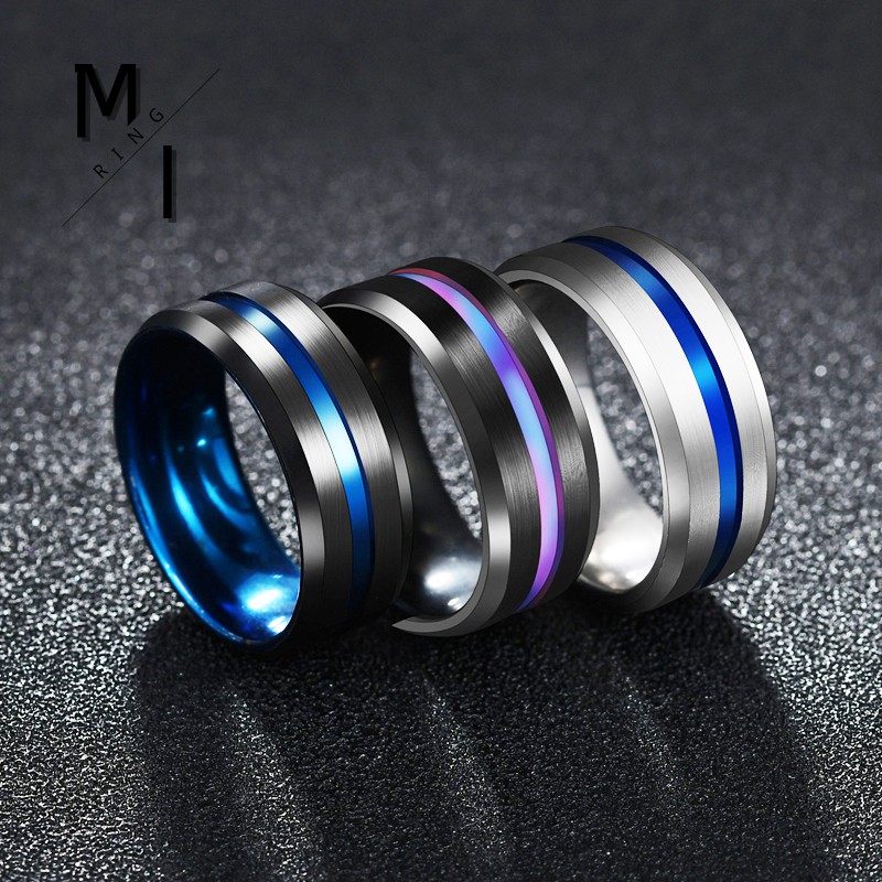 8mm fashion 316L titanium steel ring Black ring men ring murah cincin ...