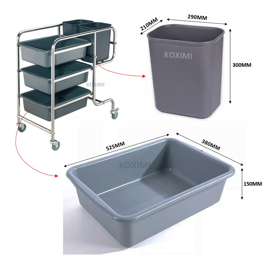 Plastic Collector Tray and Collector Bin for Dish Collection Trolley ...