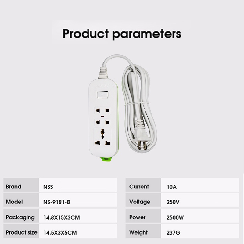 NSS 3M Extensioncord Power Strips Plug Universal Extension Sockewith ...
