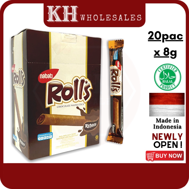 [160g] KH Nabati Chocolate Roll Nabati Wafer Roll Nabati Richoco Wafer Nabati Rolls Richoco ...