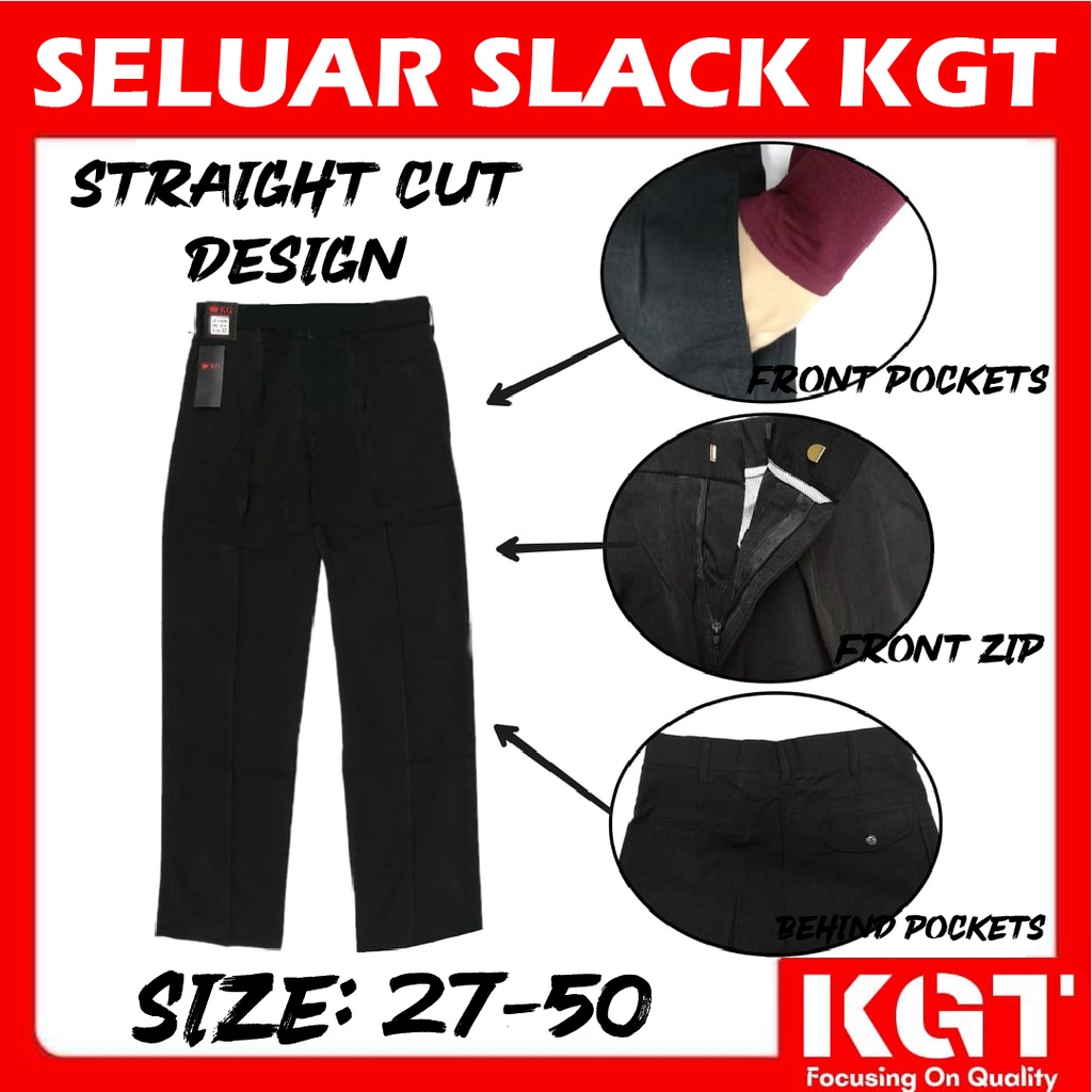 SELUAR SLACK HITAM (kain licin) SLACK LONG PANTS BLACK GOOD QUALITY ...