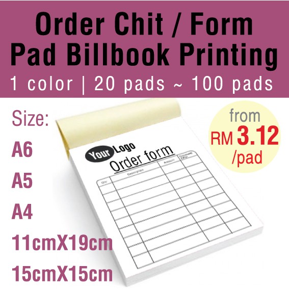 A6, A5, A4, 15cm X 15cm Normal Paper Custom made Bill Book Printing ...