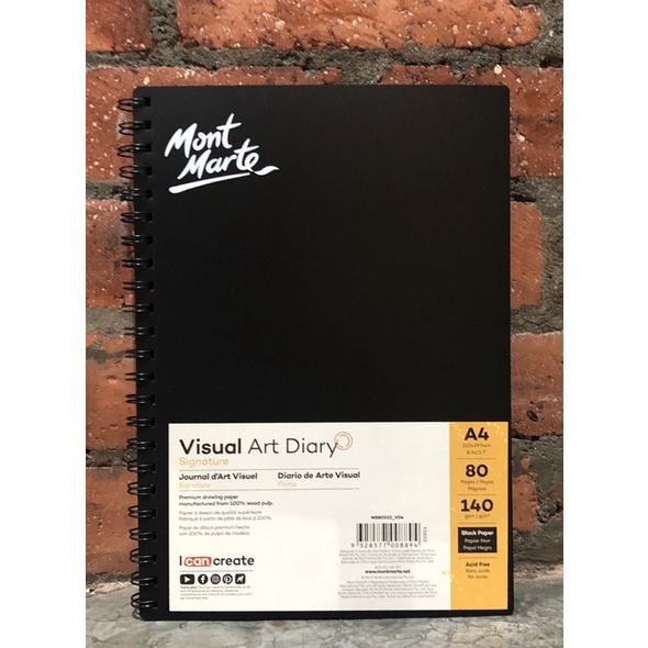 Mont Marte A4 Visual Art Diary 【Black Paper】～ 80 pages / 140 gsm ...