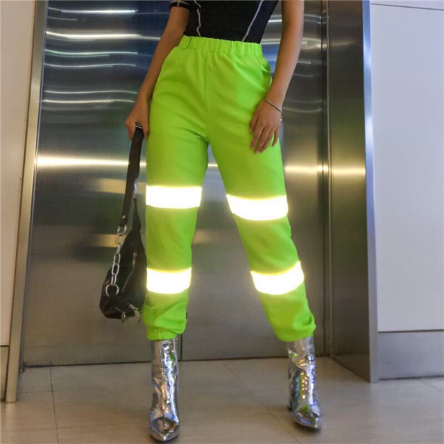 Neon Color Pants Fluorescent Reflect Strips Good Warm Fabric | Shopee ...