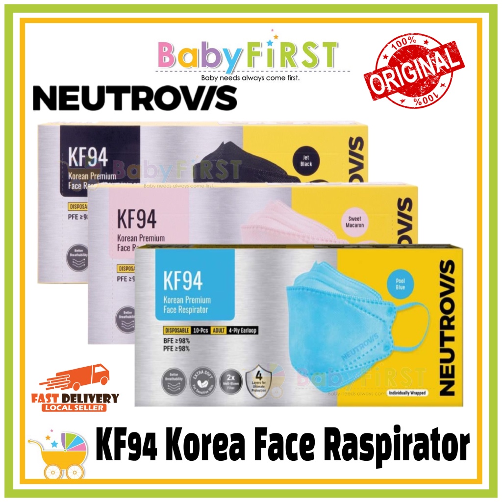 Neutrovis KF94 Korean Premium Face Respirator 4Ply (10's) [Jet Black ...