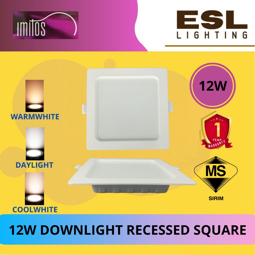 ESL LIGHTING IMITOS Downlight LED Square Recessed 12W / Lampu Siling ...