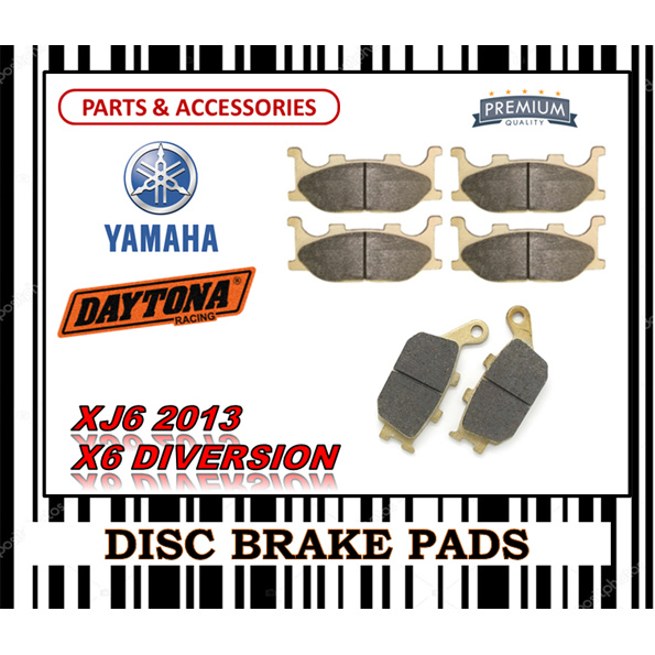 YAMAHA XJ6 S 13- 15 DIVERSION F BRAKE PADS SET FR0NT & REAR DAYTONA ...