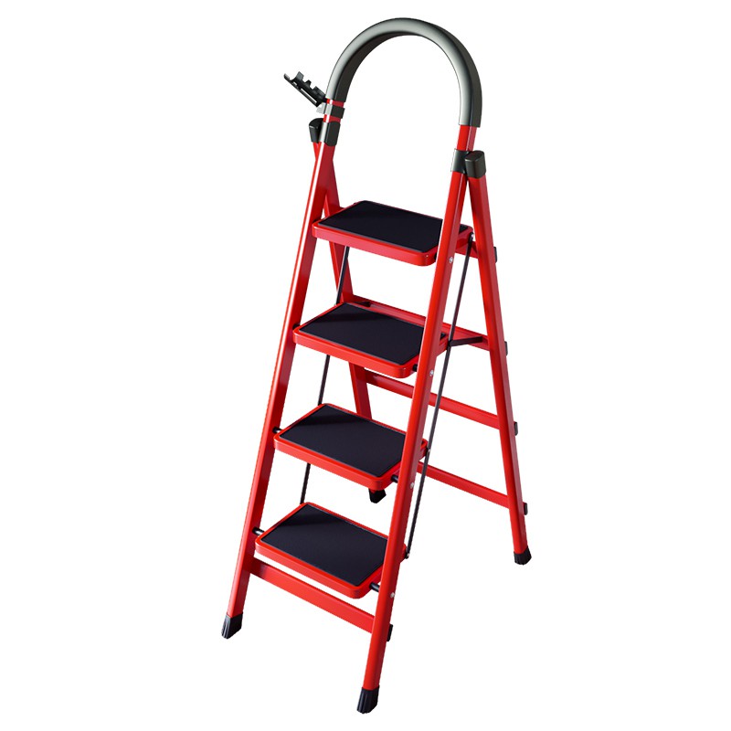 Indoor herringbone household folding four-step ladder dormitory stairs ...