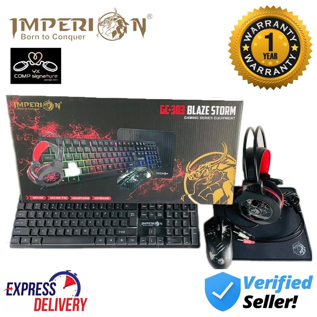 IMPERION GC-303 BLAZE STORM 4-in-1 GAMING Combo set Mouse, Keyboard ...