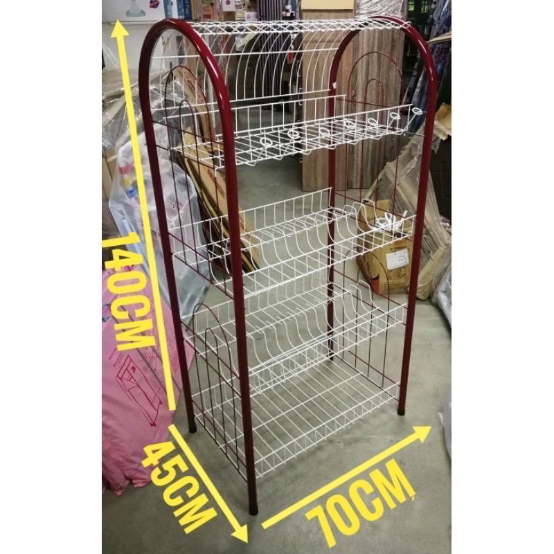 RAK PINGGAN BESI 4 TINGKAT ( TINGGI ) | Shopee Malaysia