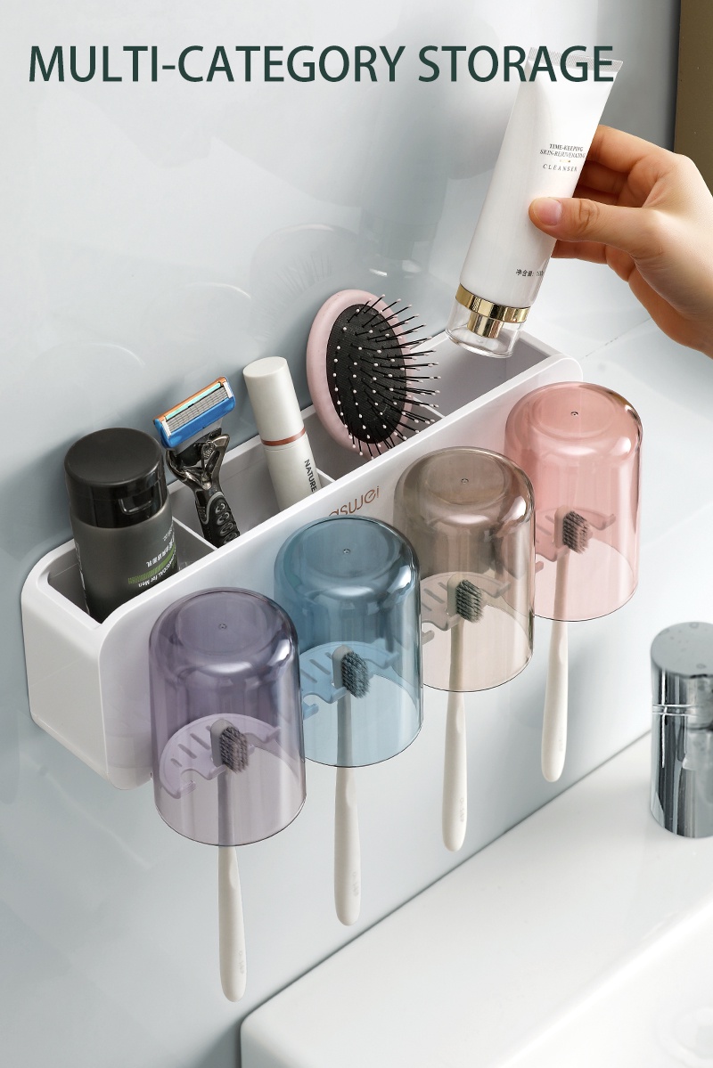 ASWEI Toothbrush Holder Automatic Toothpaste Dispenser Cups Wall ...