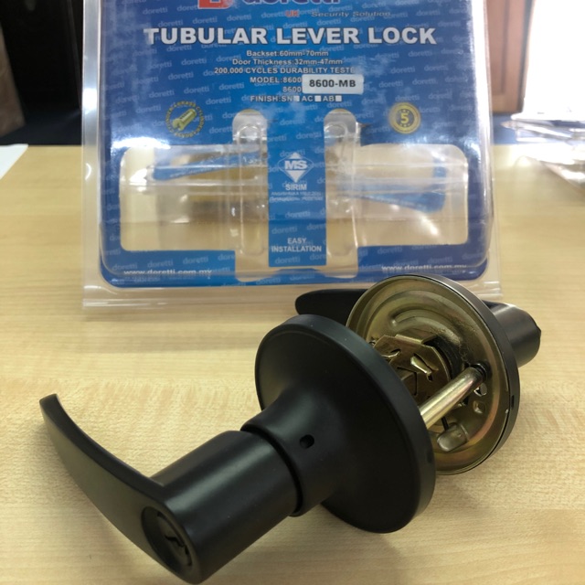 Lever Tubular lock Doretti Matt black | Shopee Malaysia