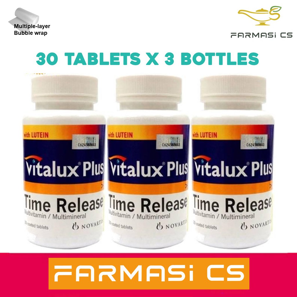 Vitalux Plus Time Release 30 coated tablets x 3 bottles (TRIPLE) EXP:10 ...