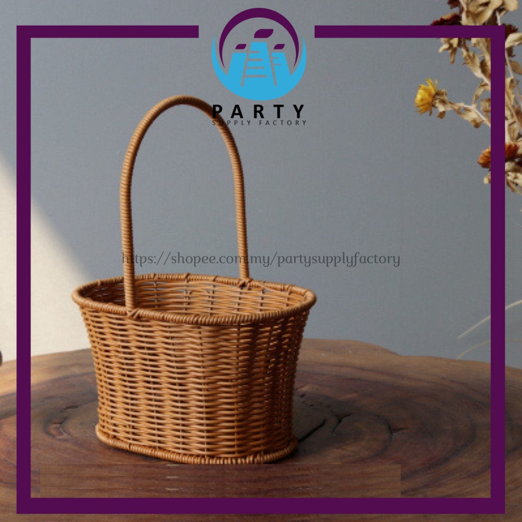 NATURAL RATTAN FLOWER BASKET WOODEN AESTHETIC PICNIC BASKET FLOWER DECO ...