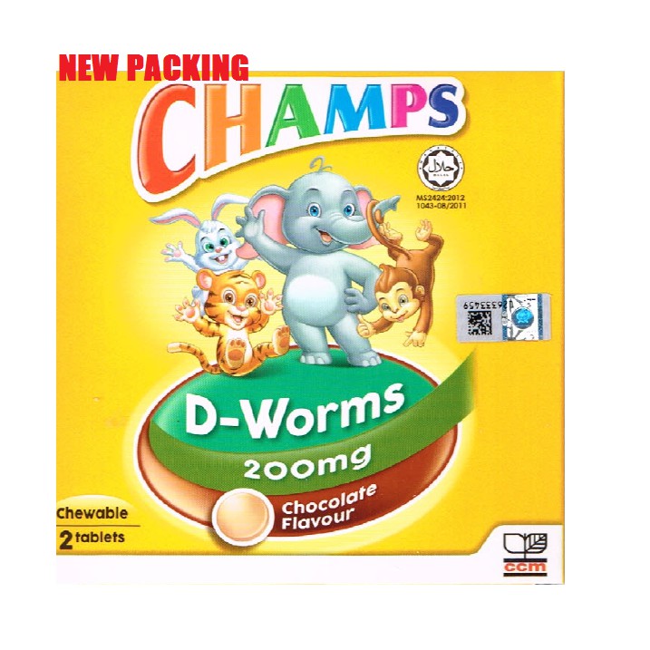 CHAMPS D-WORMS 6 CHOCOLATE CHEWABLE TABLETS 2 TABLETS | Shopee Malaysia
