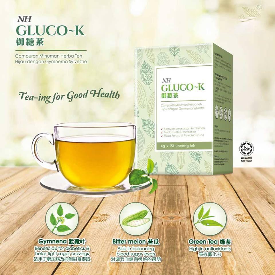 NH Gluco-K Herbal Beverage Mix Green Tea with Gymnema Sylestre 4g x23 ...