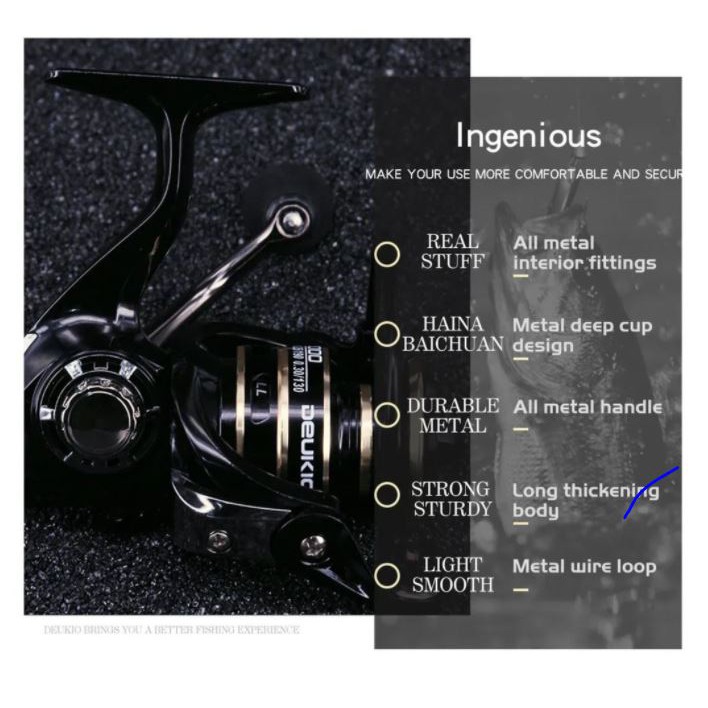 GoldFishing Mesin Pancing Deukio Reel AC2000-7000 Mesin Mancing Metal Material 8KG/5.2:1 Ratio ...