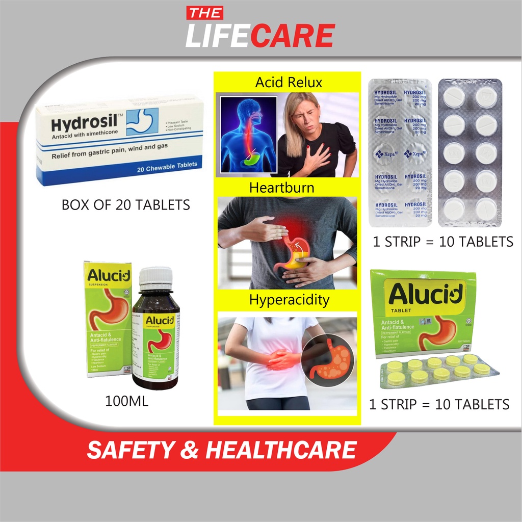 Alucid Hydrosil Antacid Tablet Ubat Kunyah Gastrik Ubat Gastrik/ Pedih ...