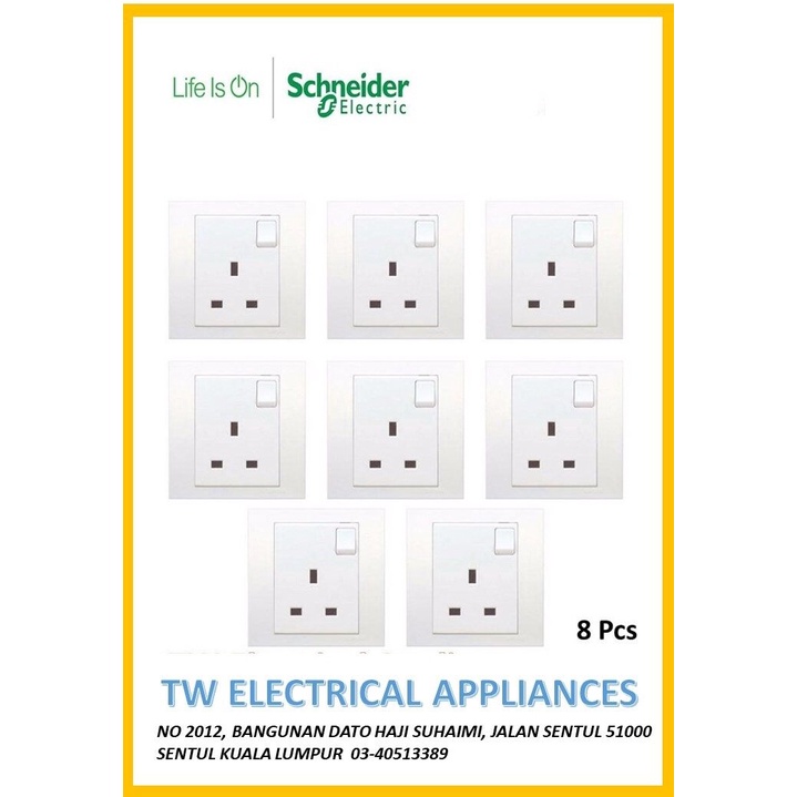 Schneider Vivace 13A Switch Socket, White ( 1 box 8 pcs ) | Shopee Malaysia