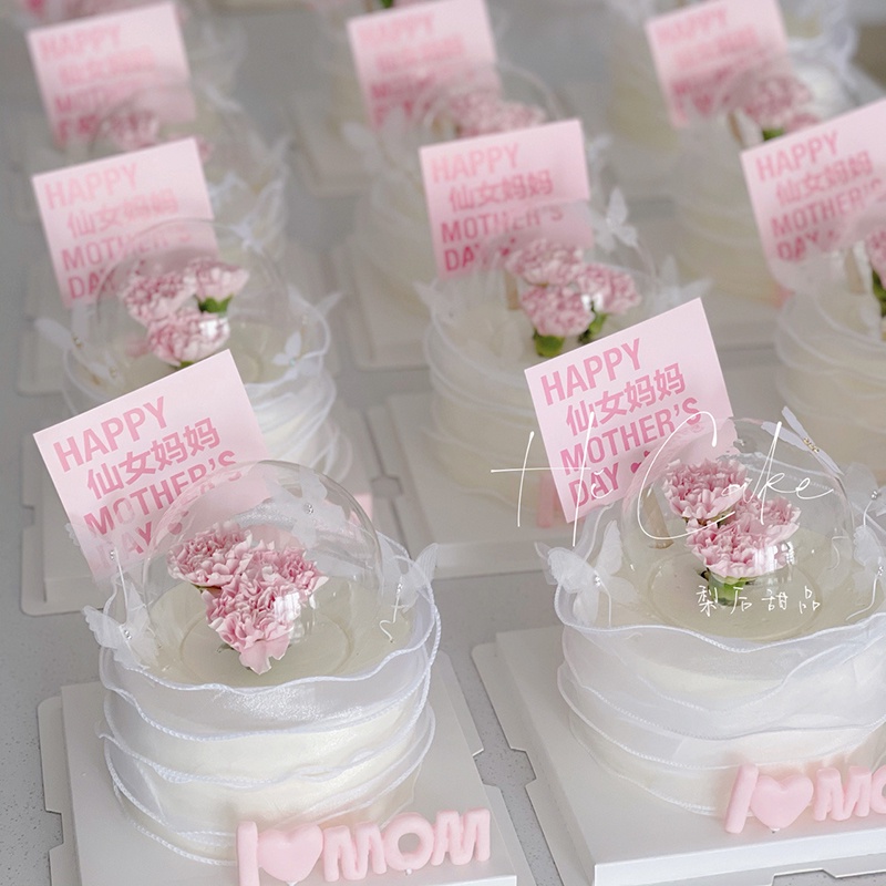 Carnation Flower Cake Topper Wishing ball Cake Decoration Set Mother's ...