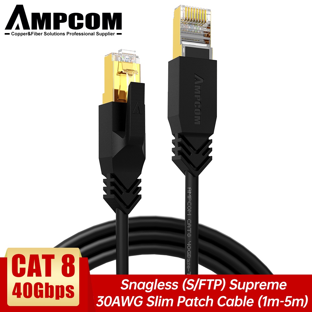 Ampcom Thin High-Speed Patch CAT8 Ethernet Cable Lan 40Gbps | Shopee Malaysia