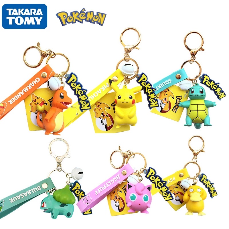 Anime Genuine Pokemon Action Figure Pikachu Keychain Pokémon Keychain ...