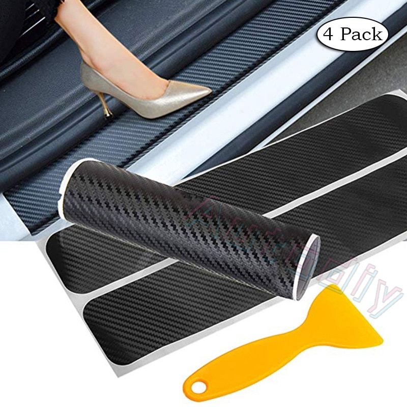 Car vinyl film sticker Decal Styling Auto Carbon Fiber Door Sill Scuff ...