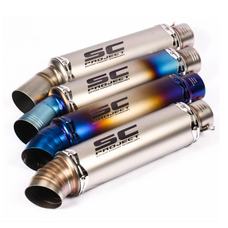 51MM Modified SC Stainless Steel Half Blue Motorcycle Muffler Exhaust ...