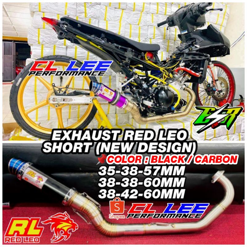 Y15 EXHAUST RED LEO OPEN SHORT RACING BLACK CARBON ORIGINAL Y15ZR 35-38 ...