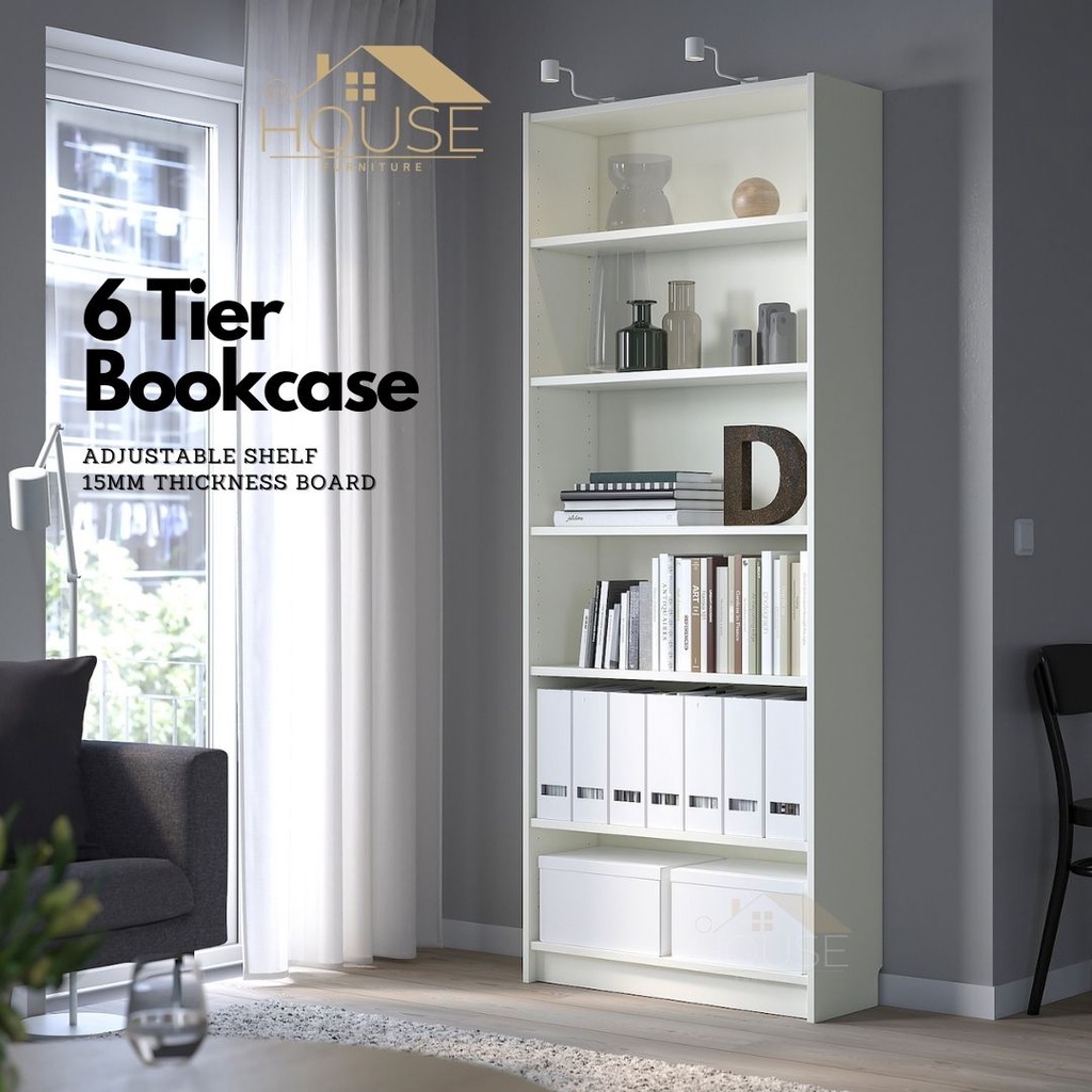 MYHOUSE Furniture BILLY IKEA Book Rack Bookshelf 6 Tier White Color ...