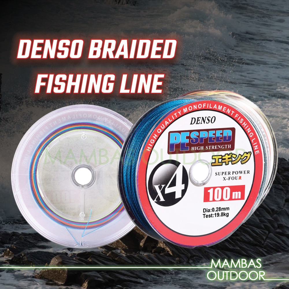 Denso Braided Fishing Line 4X 100m Multicolour Continuous Tali Sulam ...