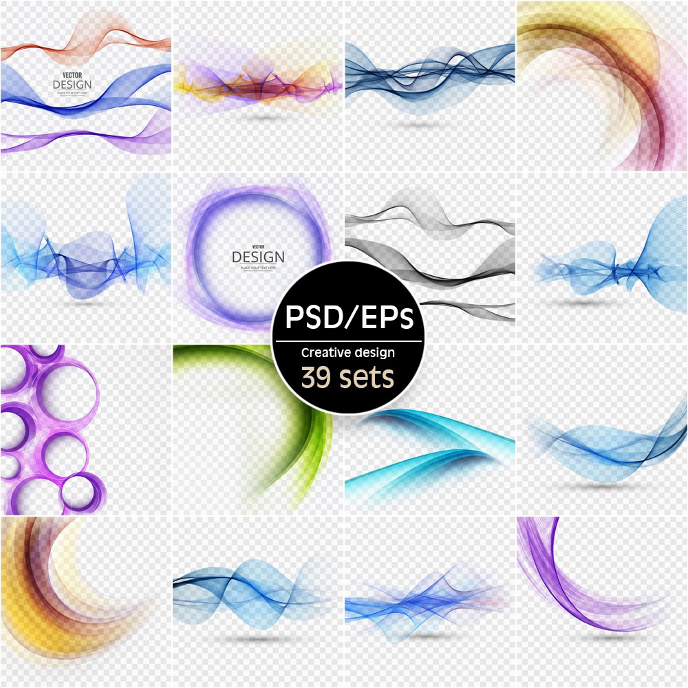 Background Design Template Bundle Pack / Geometric Lines / Curve / Wave ...