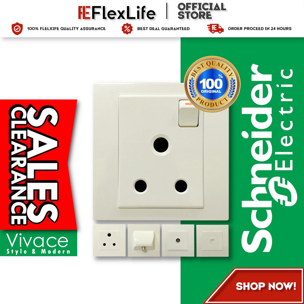 SCHNEIDER Vivace 15A Socket Switch Telephone Socket Outlet TV Outlet ...
