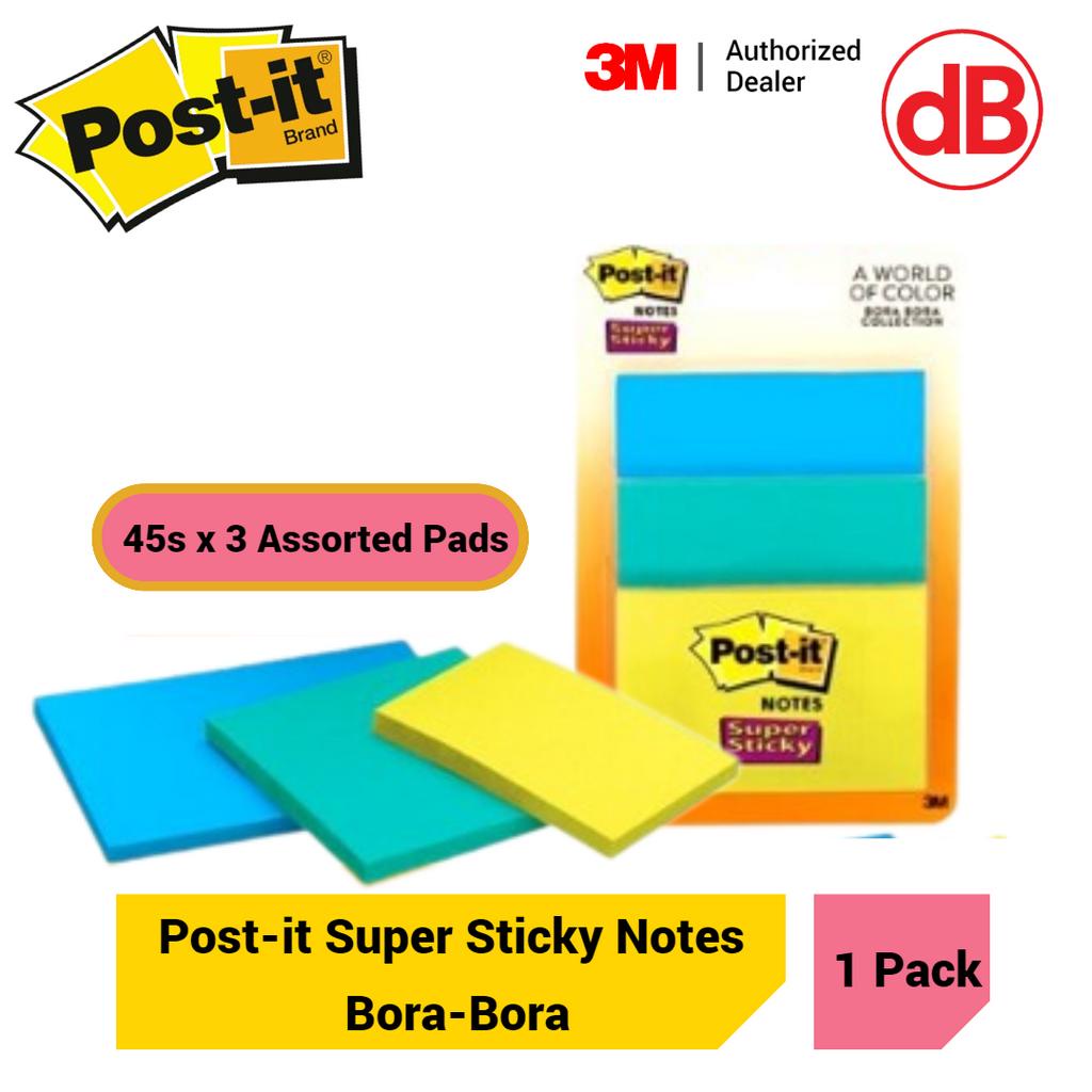 3M 3432-SST Post-it Super Sticky Notes Bora Bora (45s x 3 Assorted Pads ...
