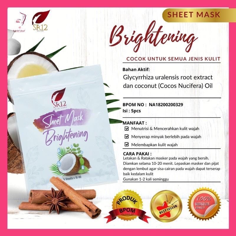 Sheet MASK BRIGHTENING SR12 / ORIGINAL Face MASK BPOM / Face BRIGHTENING MASK | Shopee Malaysia
