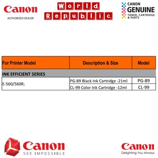 Canon PG-89 CL-99 89 Black Ink Cartridge PG89 CL99 99 - Printer Model ...