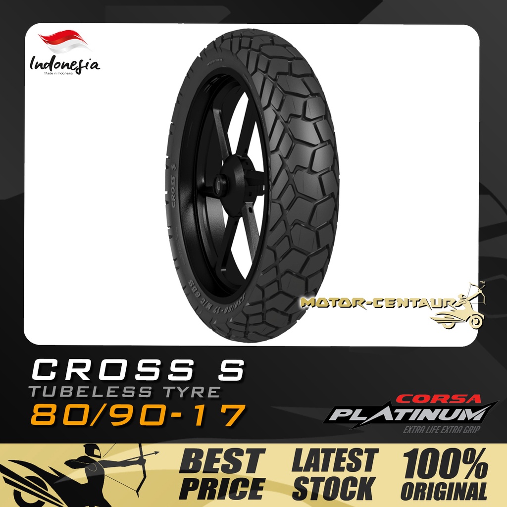 TAYAR MOTORSIKAL CORSA PLATINUM CROSS S TUBELESS TYRE 70, 80, 90, 100 ...