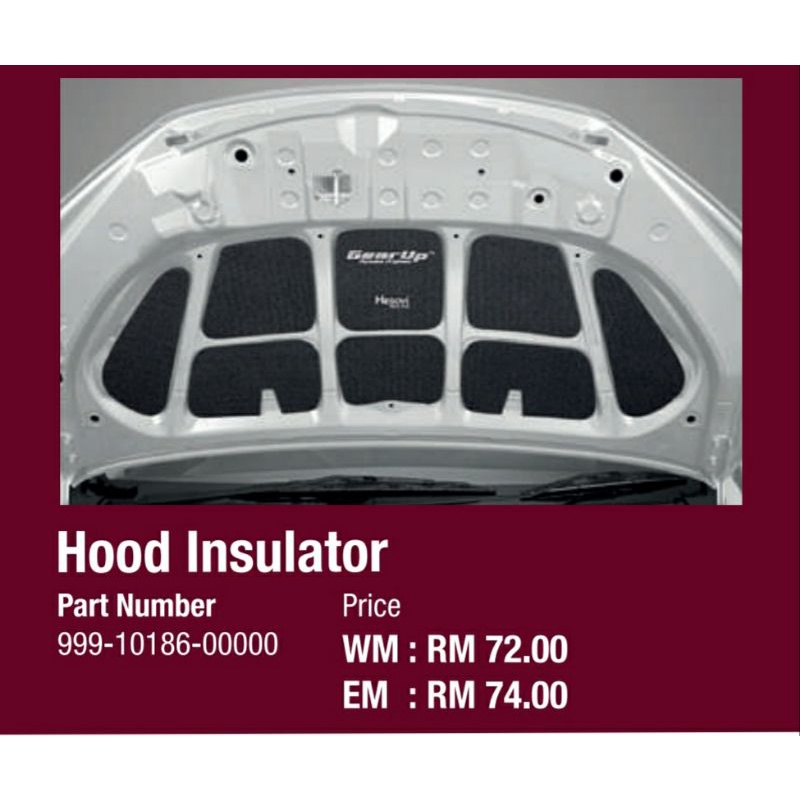 100% Original PERODUA gear up items, AXIA Hood insulator, engine cover ...
