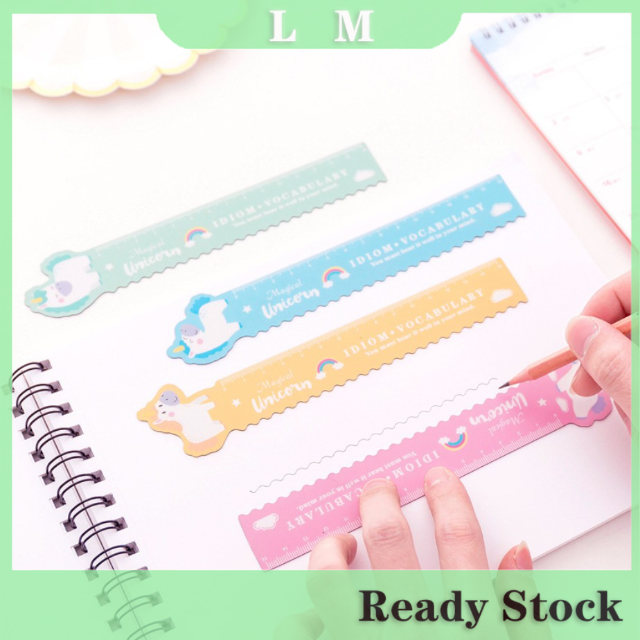LM. Rainbow unicorn ruler student stationery 15cm drawing measuring ...