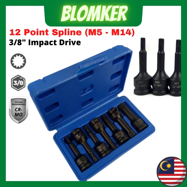 7pcs 3/8 inch 12-Point Extension Socket Adapter Wrench Spanner Sleeve ...