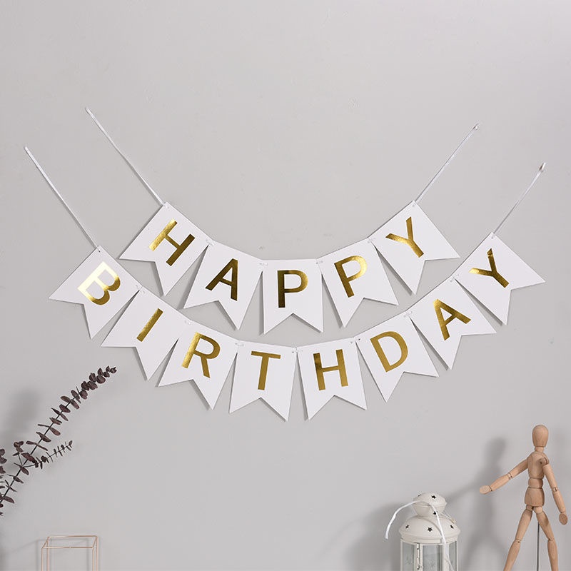 13pcs/set Ink Blue Happy Birthday Banner Birthday Party Decorations ...