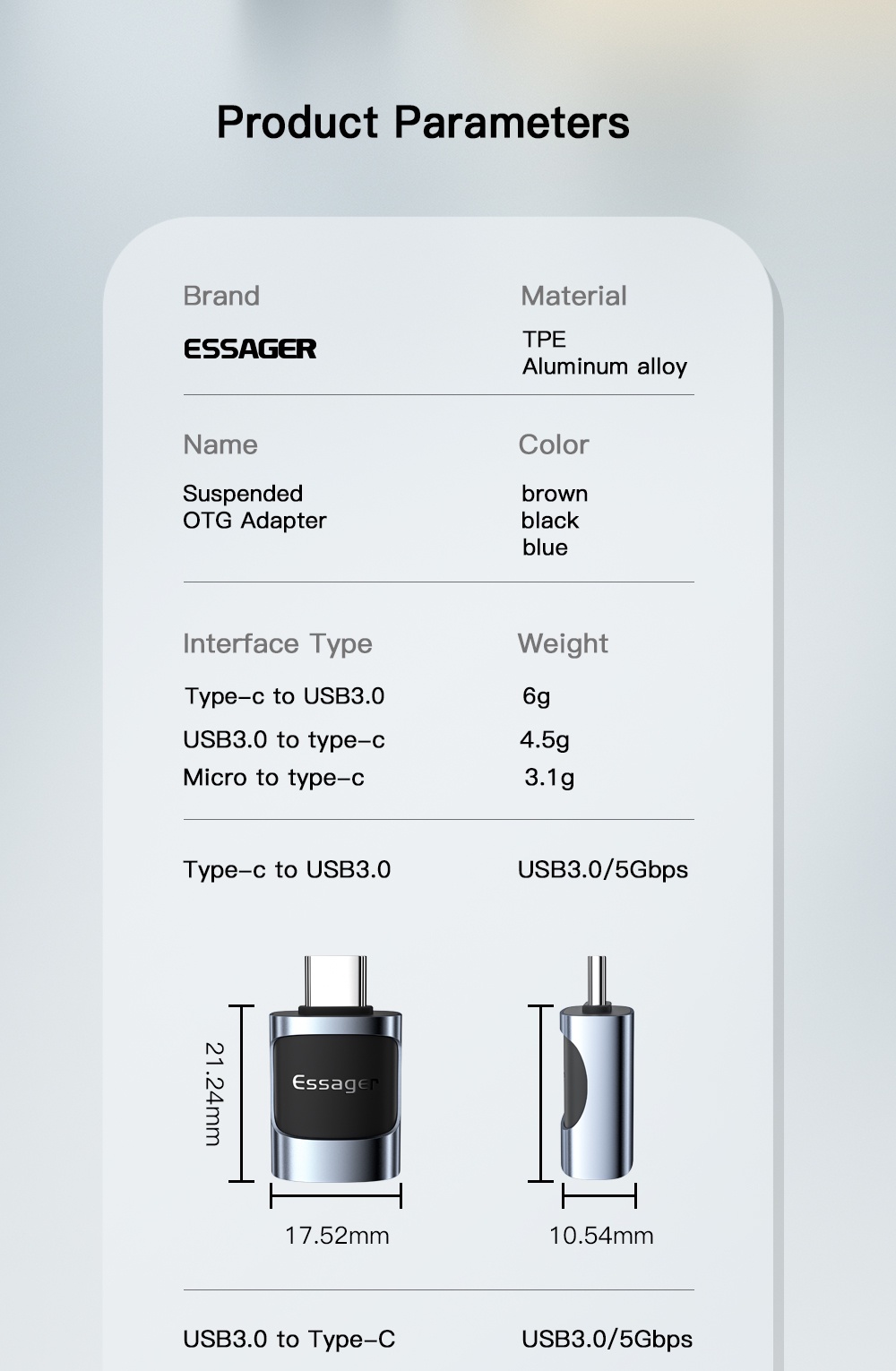 Essager USB To Type C Mirco To Type C Type C To USB OTG Converter Type ...