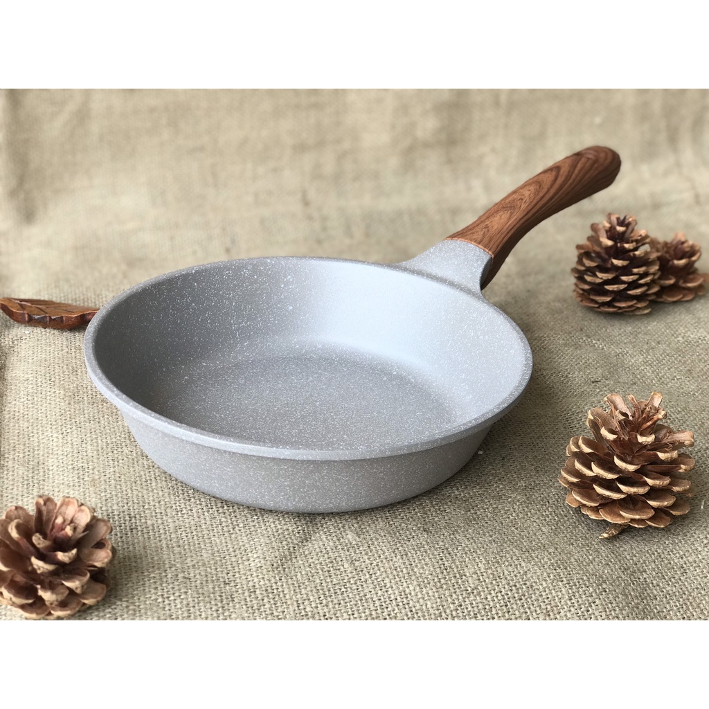 Bling Cast Stone Pan - Ecoramic Shallow size 20/24/26/28 Cm IH Can Use Induction Cooker [Genuine ...