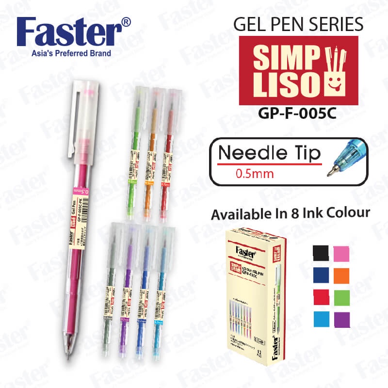 Faster GP-F-005C Simpliso 0.5MM Gel Pen (8 pcs/12 pcs) | Shopee Malaysia