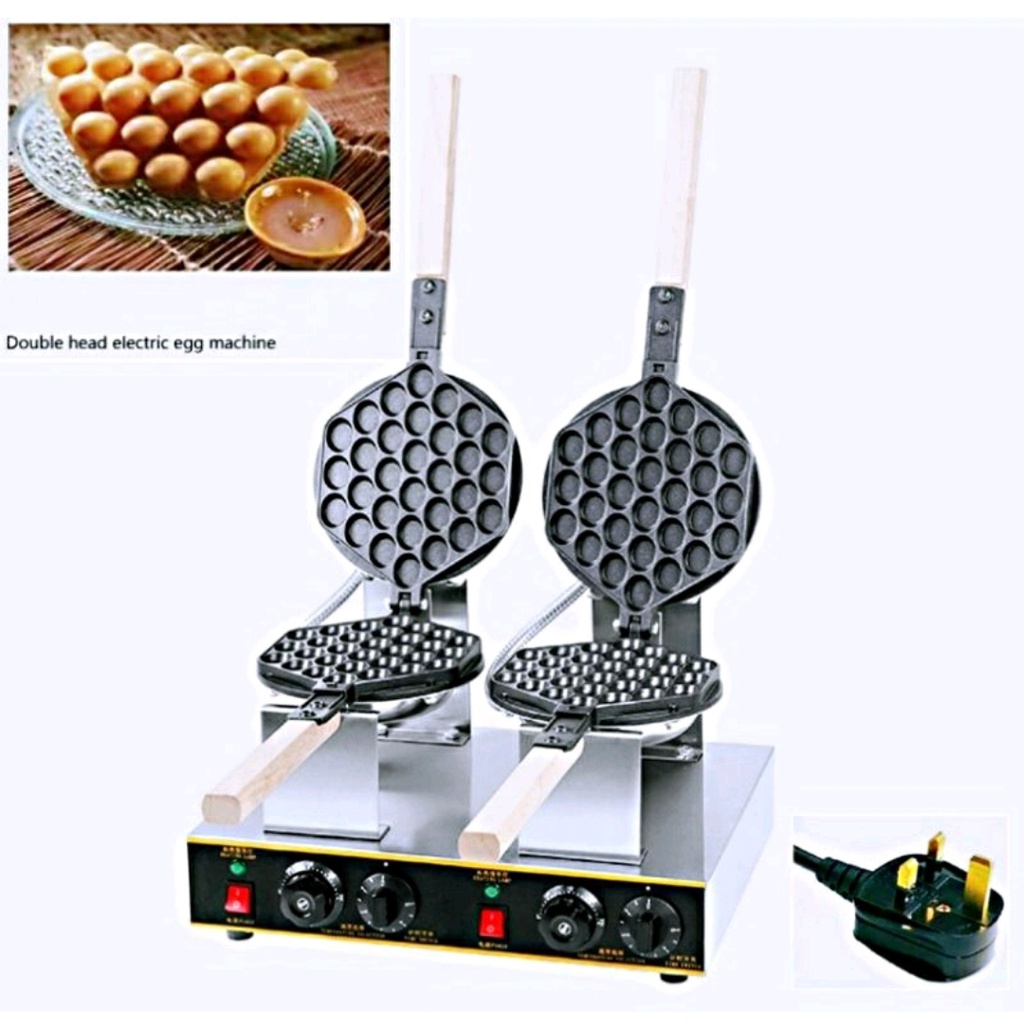 Ready Stock Double Electric Eggettes Waffle Maker Egg Bubble Waffle ...