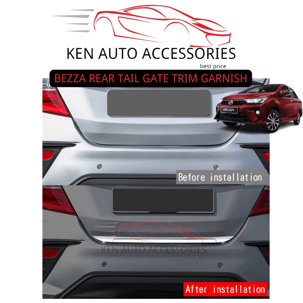 BEZZA [ALL] CHROME REAR TAIL GATE TRIM GARNISH & BONET GUARD CHROME ...