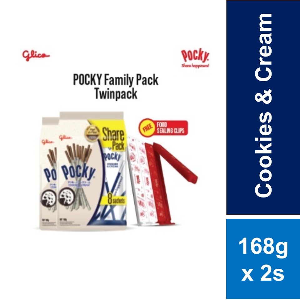 Glico Pocky Family Pack Twinpack Cookies & Cream 160g x 2s Free Sealing Clips | Shopee Malaysia